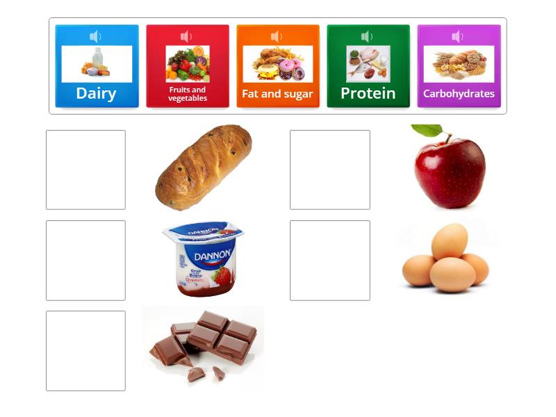 The 5 main food groups - Match up