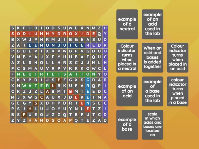 Acids and Base - Wordsearch