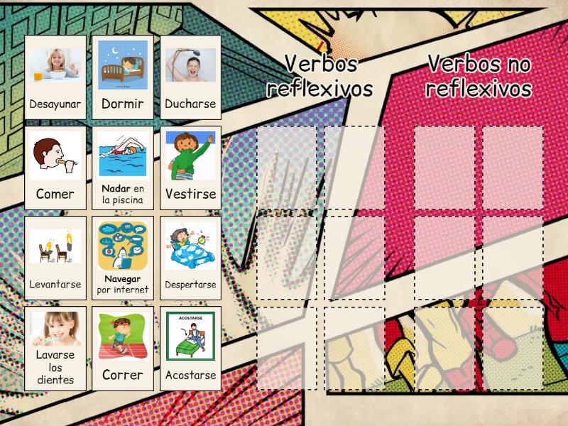 Verbos reflexivos o no reflexivos - Ordenar por grupo