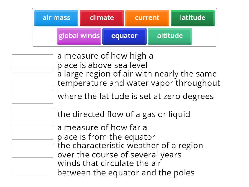 G4 7.4 Weather and Climate - Match up