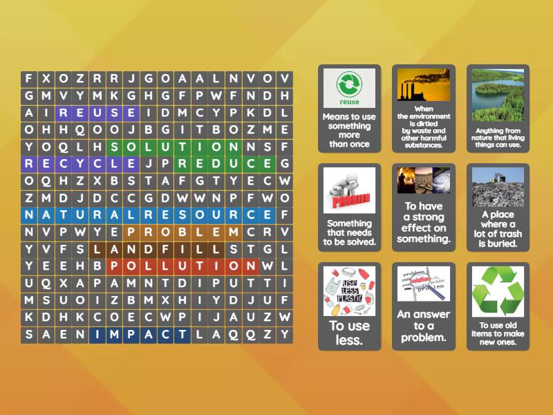 Reducing Our Impact on Earth - Caça-palavras