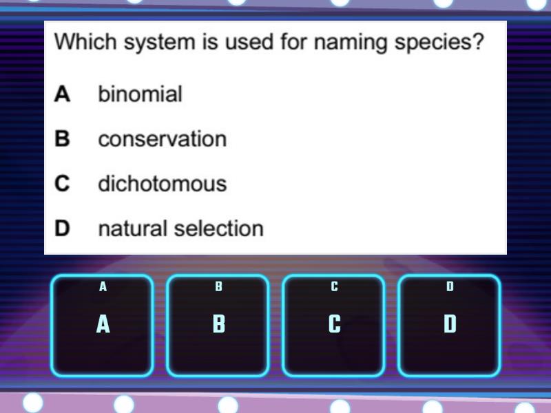 METHODS OF CLASSIFICATION - Gameshow quiz