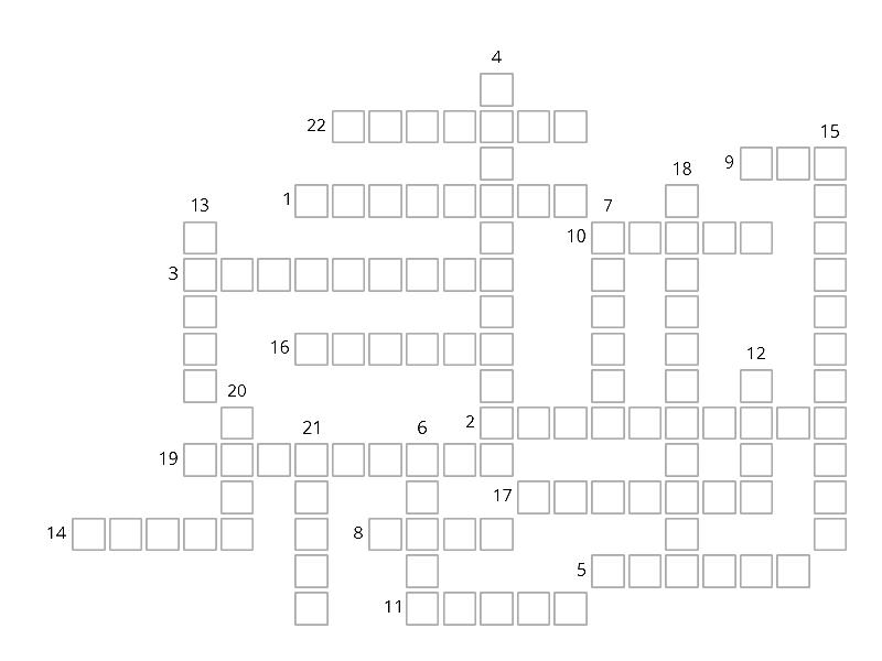 English Class A2 unit 5 vocabulary - Crossword