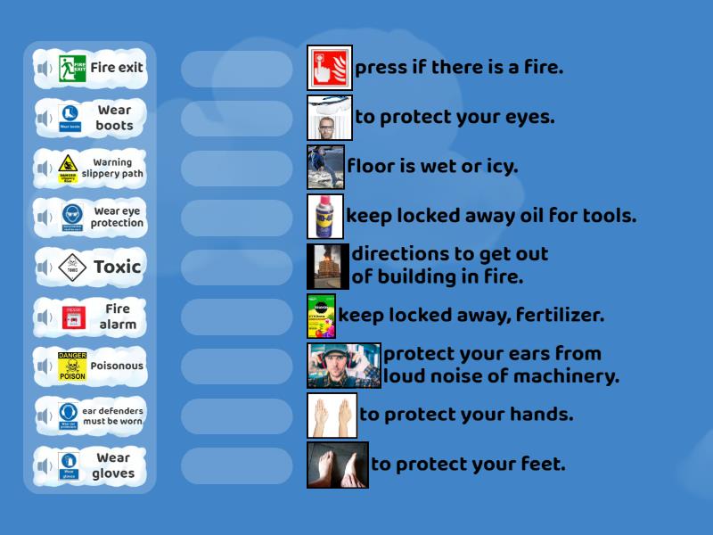 Sheet 1 Health and safety signs & symbols (Horticulture). - Match up