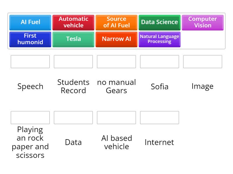 Match the AI terms in column A with column B - Match up