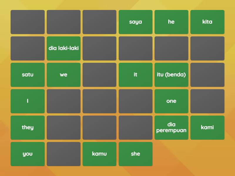 pronoun and number - Matching pairs