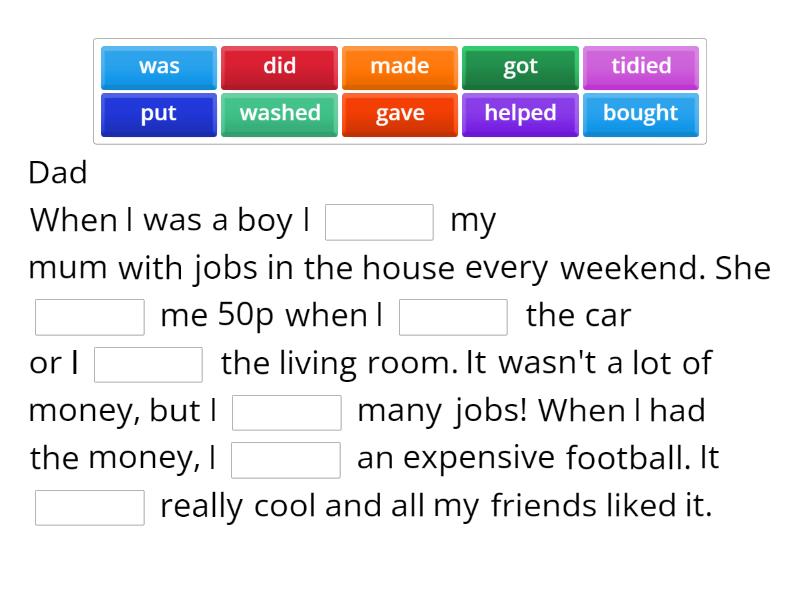 past simple Reading_WB - Complete the sentence