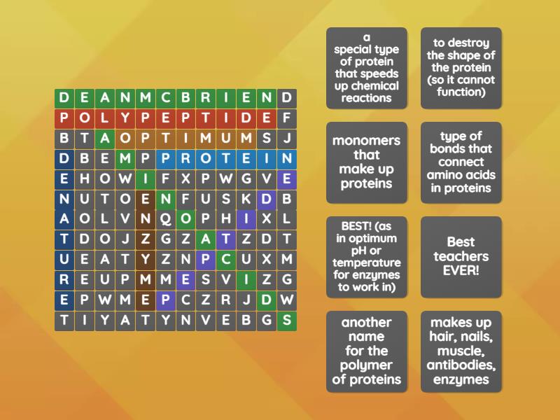 Proteins - Wordsearch