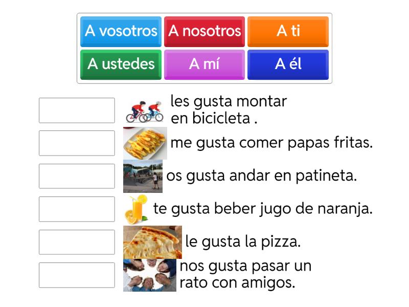 El verbo gustar con énfasis - Une las parejas