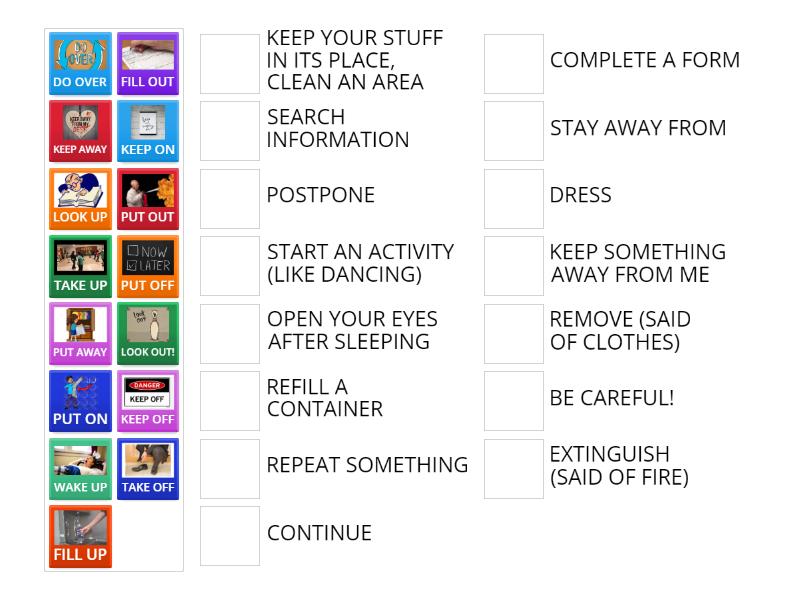 BOOK 4 - UNIT 3 - PHRASAL VERBS - Match up
