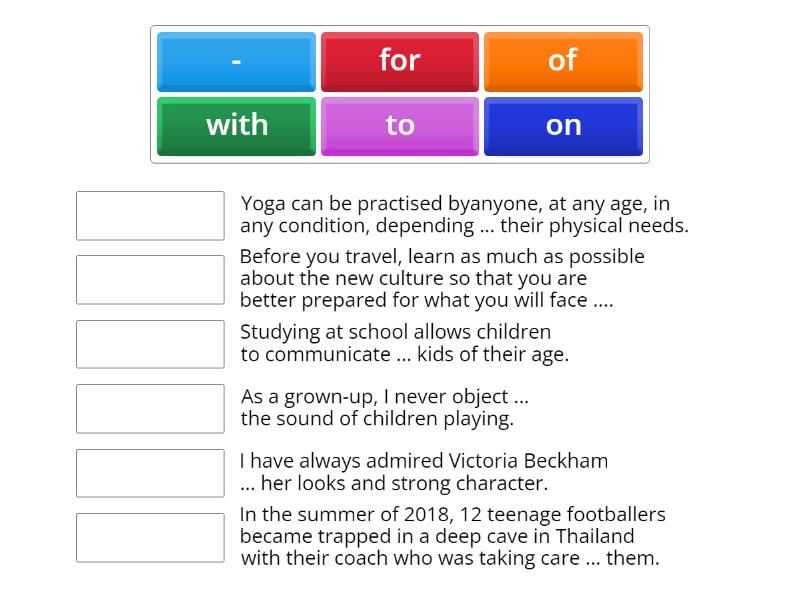 Verb+preposition Match 3 - Match up