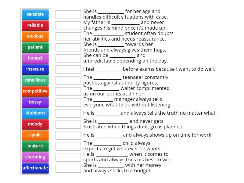 NEF Intermediate Traits of Character - Match up
