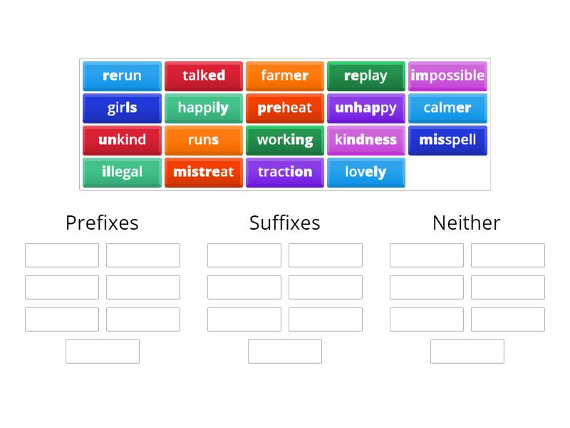 Prefixes & Suffixes - Group sort