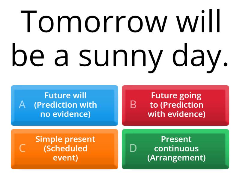 FUTURE FORMS (Future will, future going to, simple present and present ...