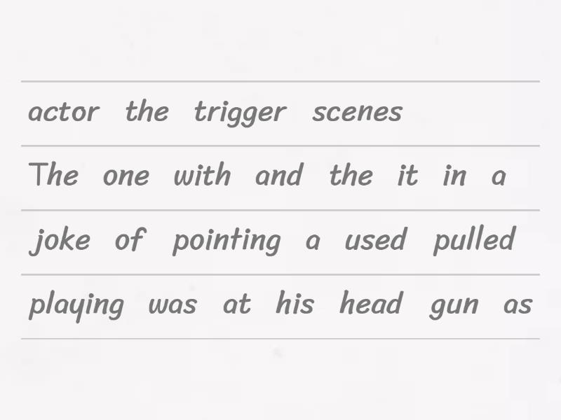 Actors who died on set (word order) - Reordenar