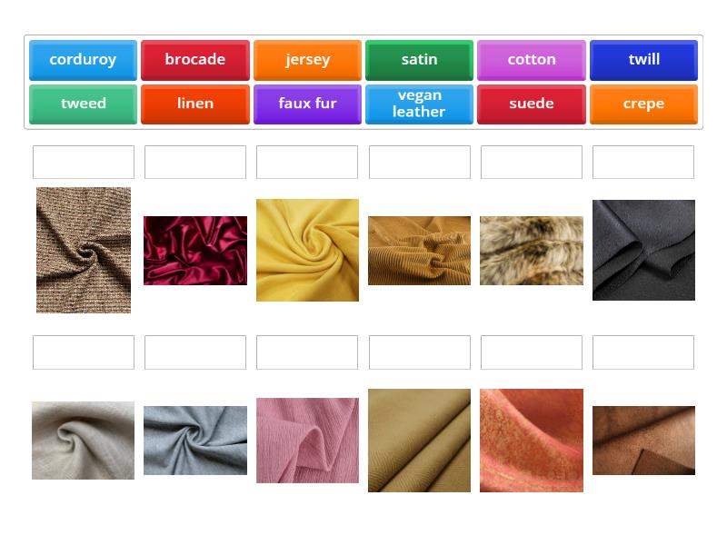 of Types of Fabrics - Match up