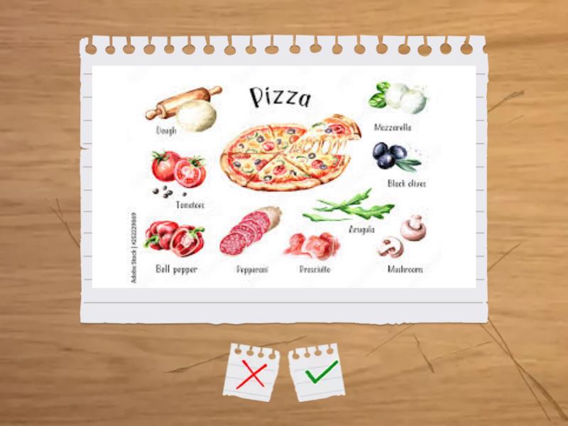 PIZZA INGREDIENTS - Flash cards