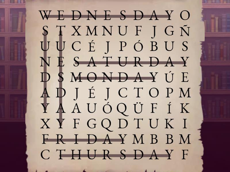 Days of the week - - Wordsearch