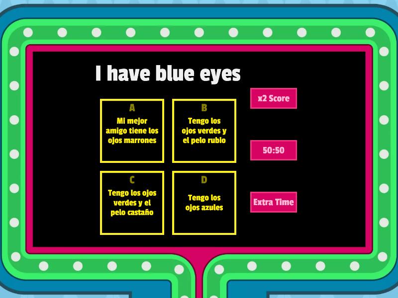 Spanish hair eyes linked sentences gameshow - Gameshow quiz