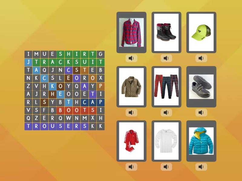 CLOTHES - Sopa de letras