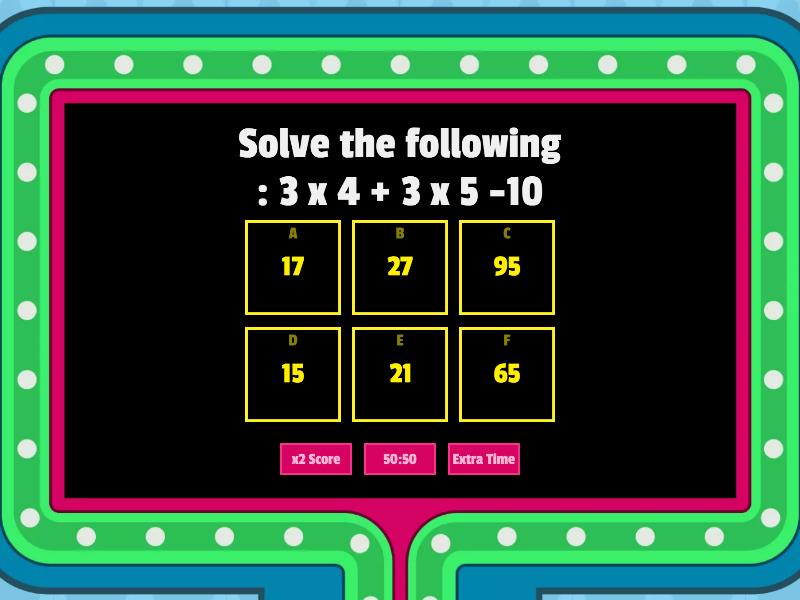 Positive Integers / Indicies / Squares Revision quiz - Gameshow quiz