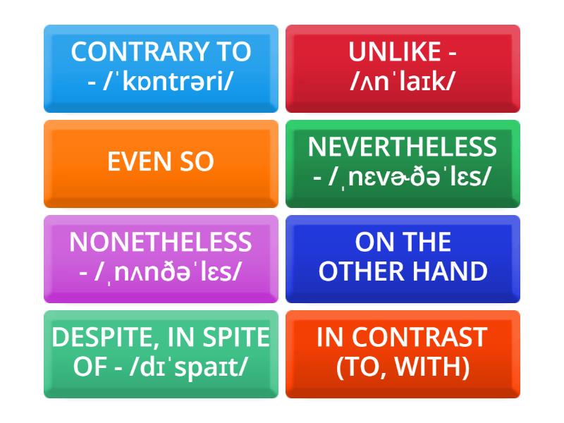 TRANSITION WORDS - CONTRAST - Flip tiles
