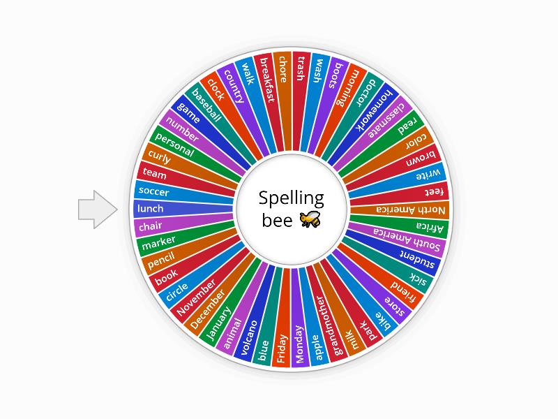 Spelling bee 2nd Grade - Spin the wheel