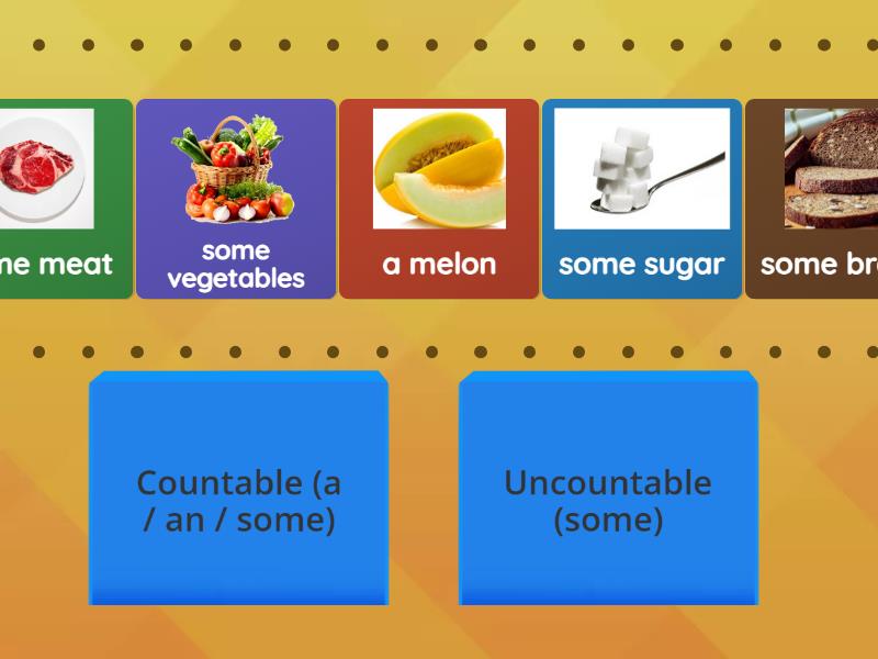 Countable and uncountable nouns - Speed sorting