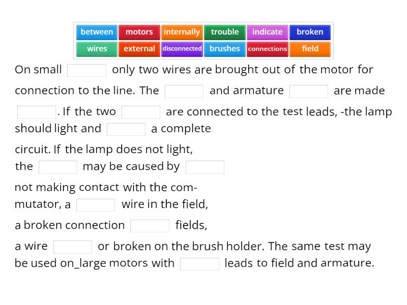 Electrical Equipment - Complete the sentence