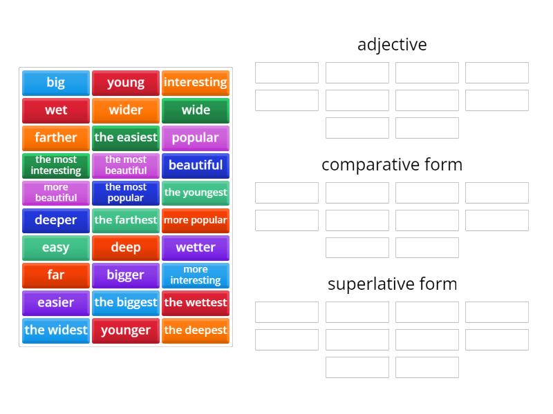 comparatives and superlatives YEAR 5 - Group sort