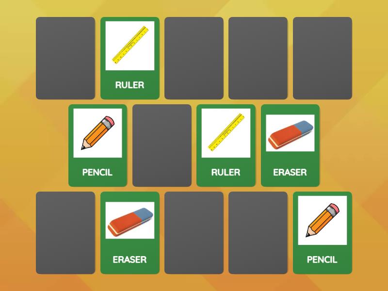 SCHOOL OBJECTS - memory game - Matching pairs