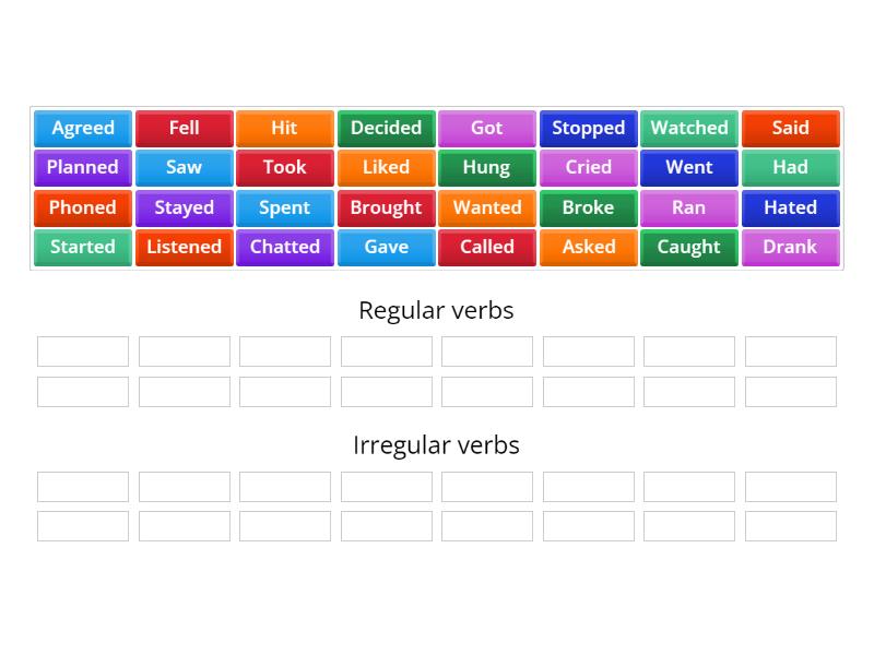 Past Simple: Regular and irregular verbs. - Group sort