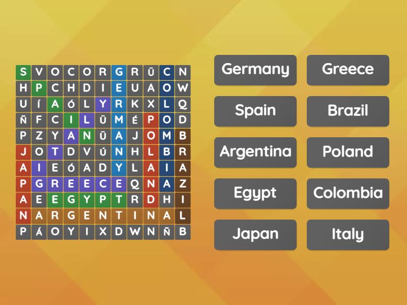 Countries - Wordsearch