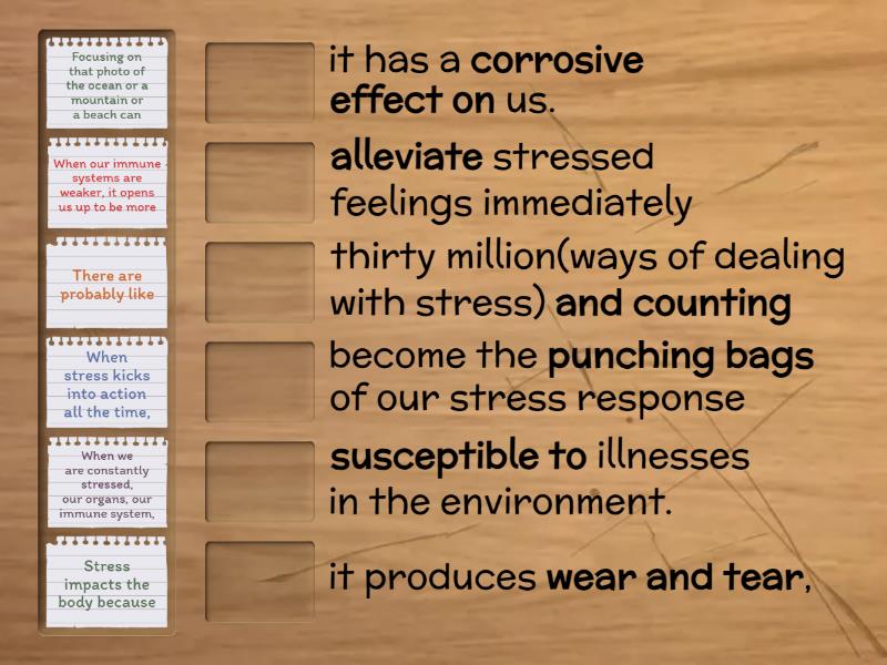 stress vocabulary - Match up