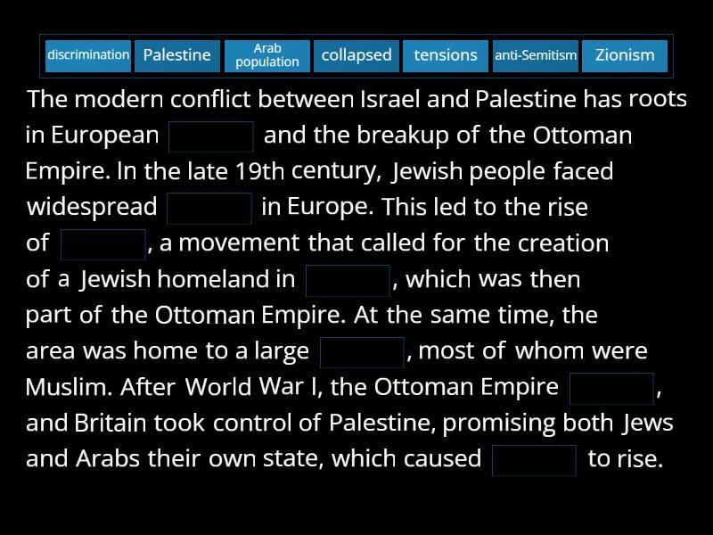 Short History of Palestine Reading A - Complete the sentence