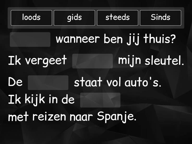 Groep 5: B8W3L2 opdracht 1 gids-rijtje - Complete the sentence