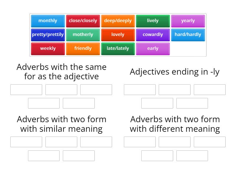 Adverbs and adverbial phrases - Group sort