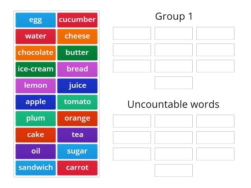 Countable and uncountable words - Group sort