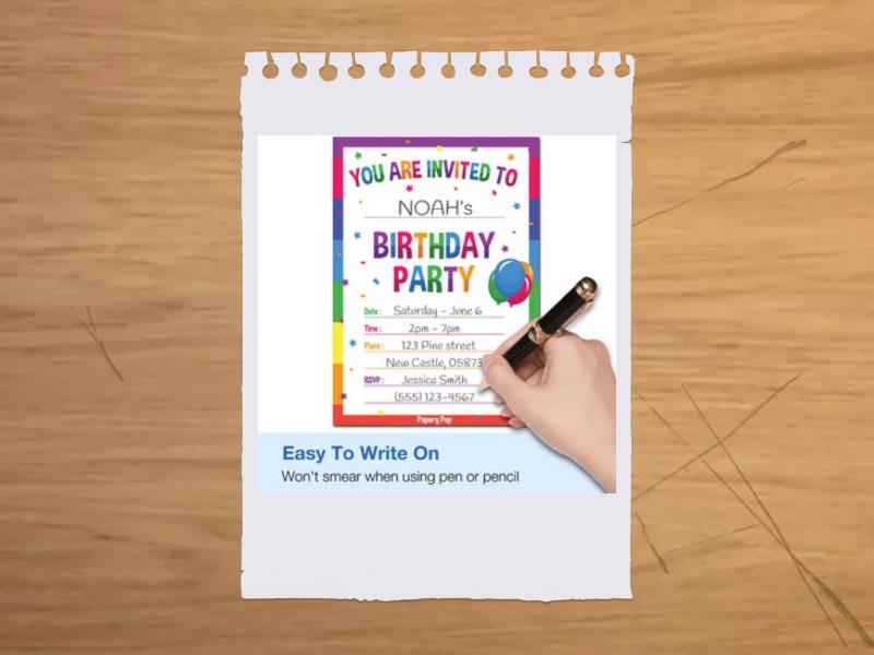 Birthday invitations - Flash cards