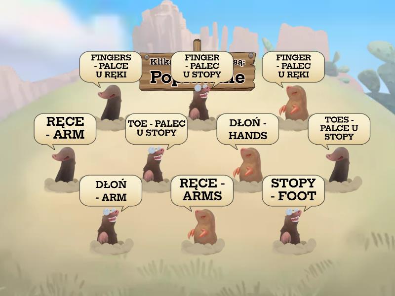 BODY PARTS SINGULAR + PLURAL - Whack-a-mole