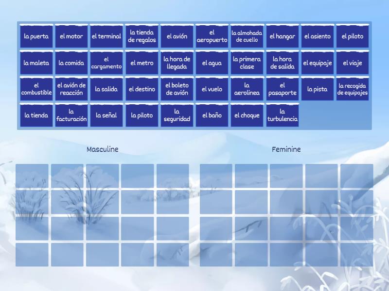 Masculine and Feminine Nouns in Spanish - Classificação em grupos