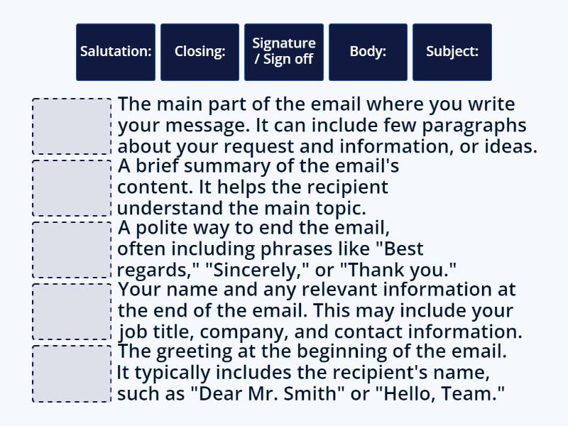 Parts of an email_Ladies - Match up