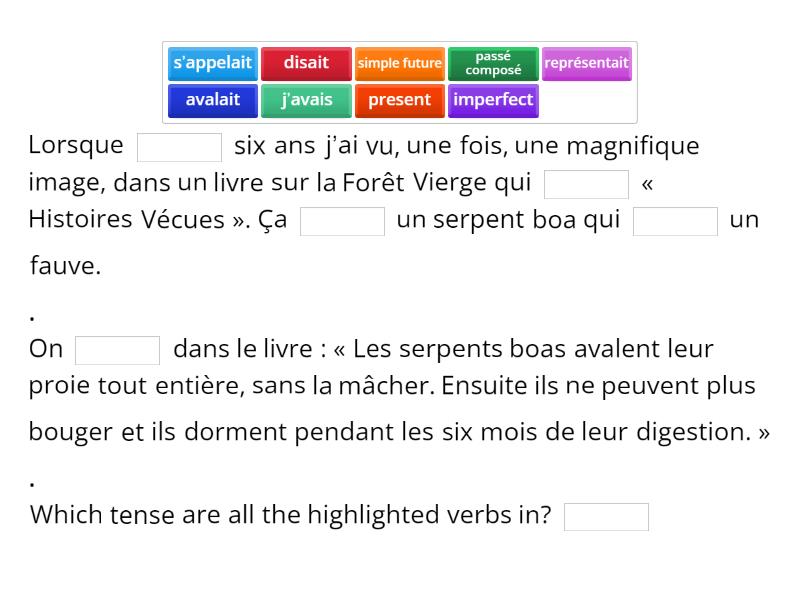 Petit Prince verb tenses - Completa la oración