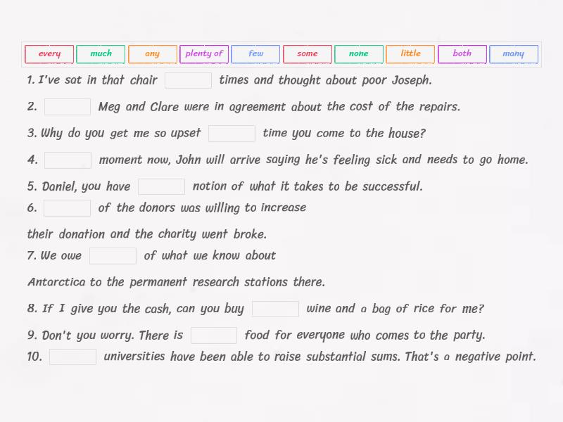 Quantifiers - Complete the sentence