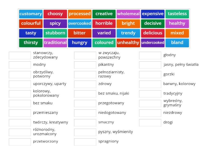 teen explorer new 8 unit 6 adjectives - Match up