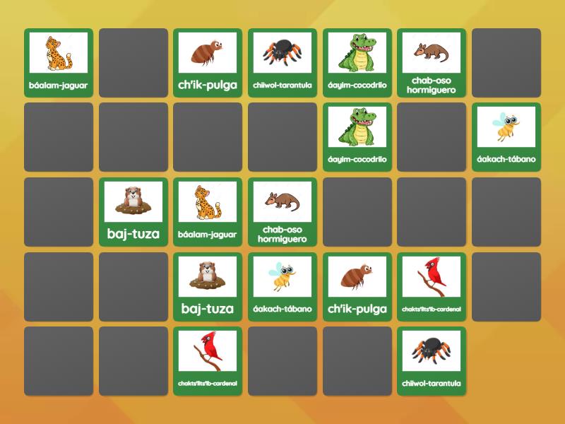 Memorama de los animales/Ba'alche'ob en español y maya - Parejas