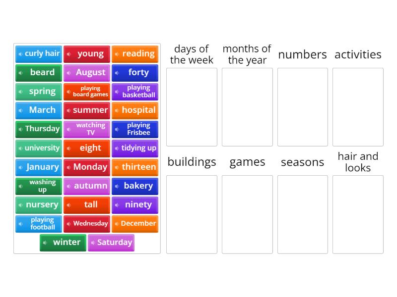 vocabulary - revision - Group sort