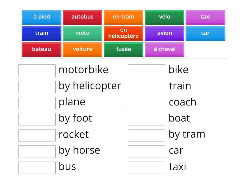 S2 French - modes of transport - Match up