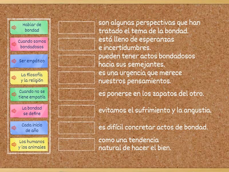 La bondad como un valor universal 1 - Match up