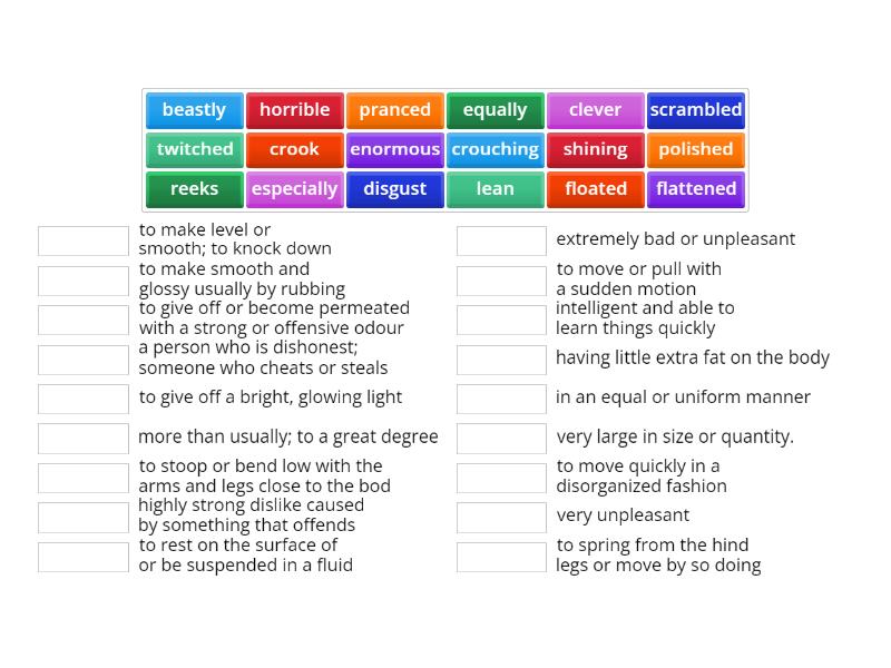 Fantastic Mr Fox Vocabulary Game 1 - Match up